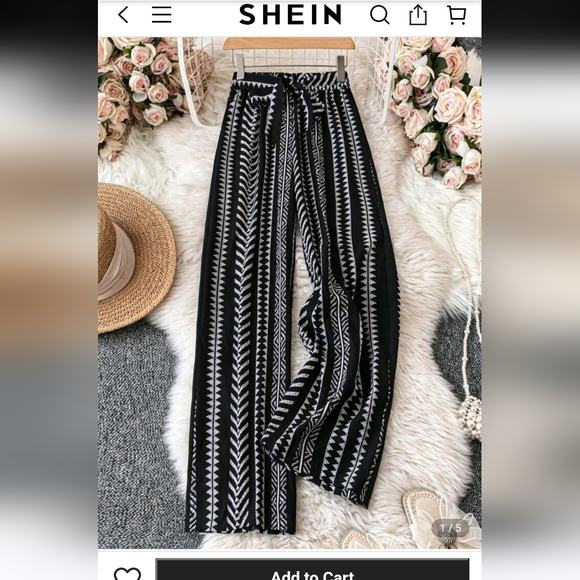SHEIN | Pants & Jumpsuits | Shein Black And White Wide Leg Pants | Poshmark